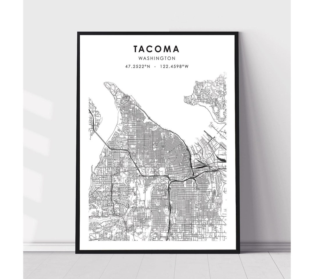 Tacoma Map Print | Tacoma Washington Map Print | Tacoma Washington Map ...