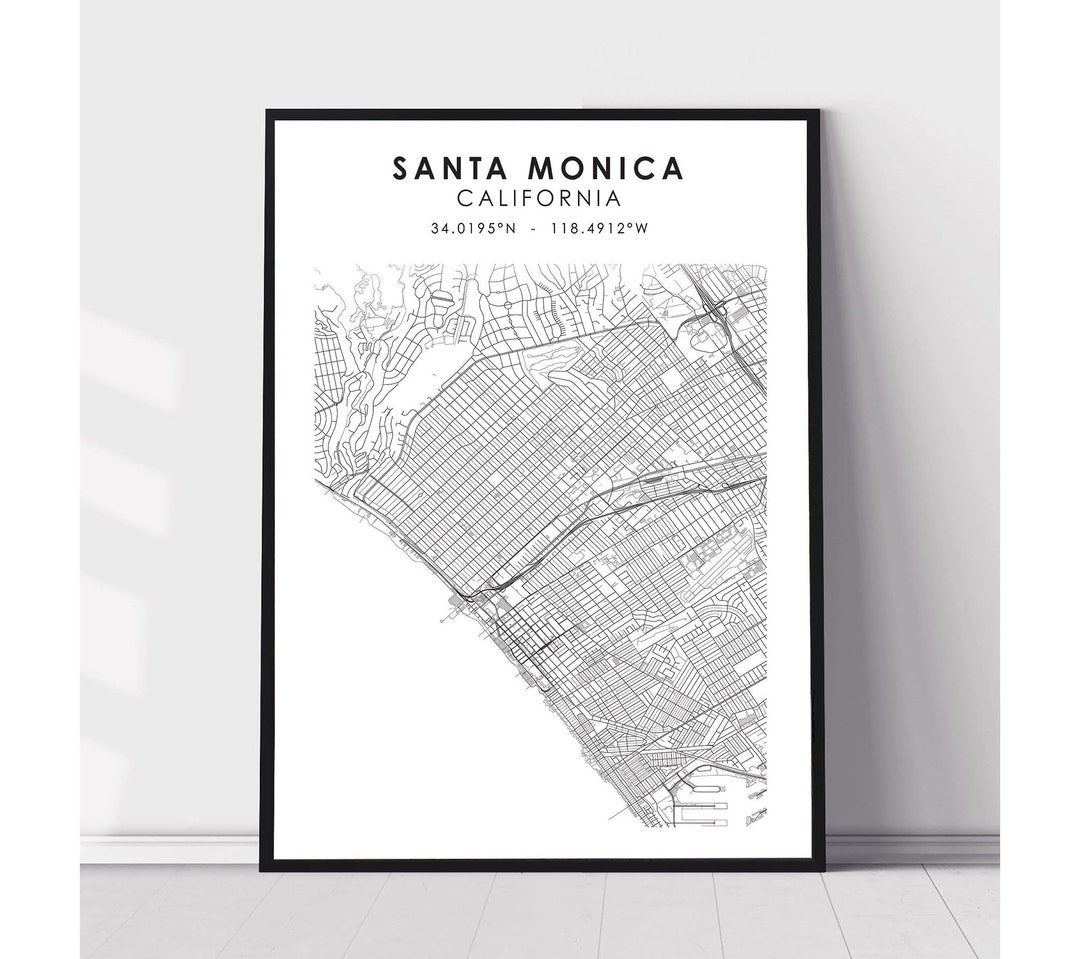Santa Monica Map Print | Santa Monica California Map Print | Santa ...
