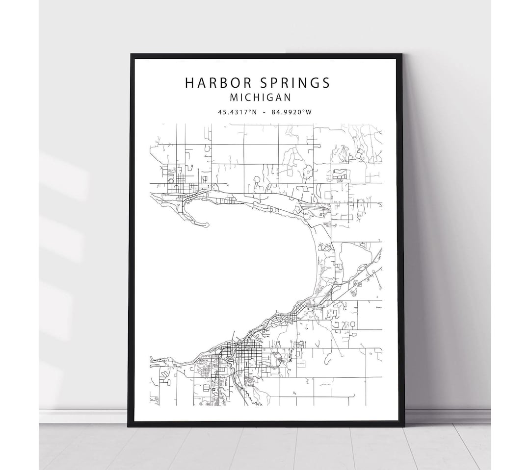 Harbor Springs City Map Print | Harbor Springs Michigan Map Print ...