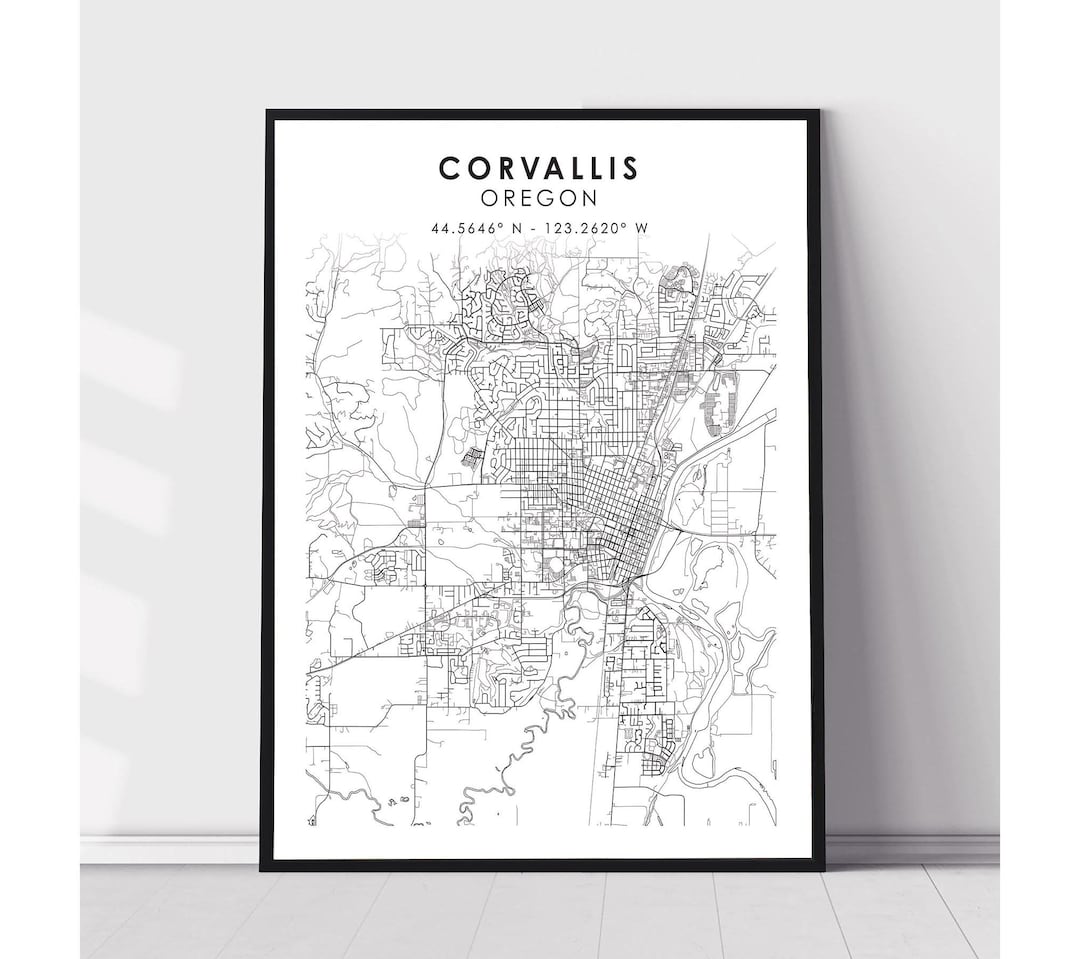 Corvallis Map Print | Corvallis Oregon Map Print | Corvallis Oregon Map ...