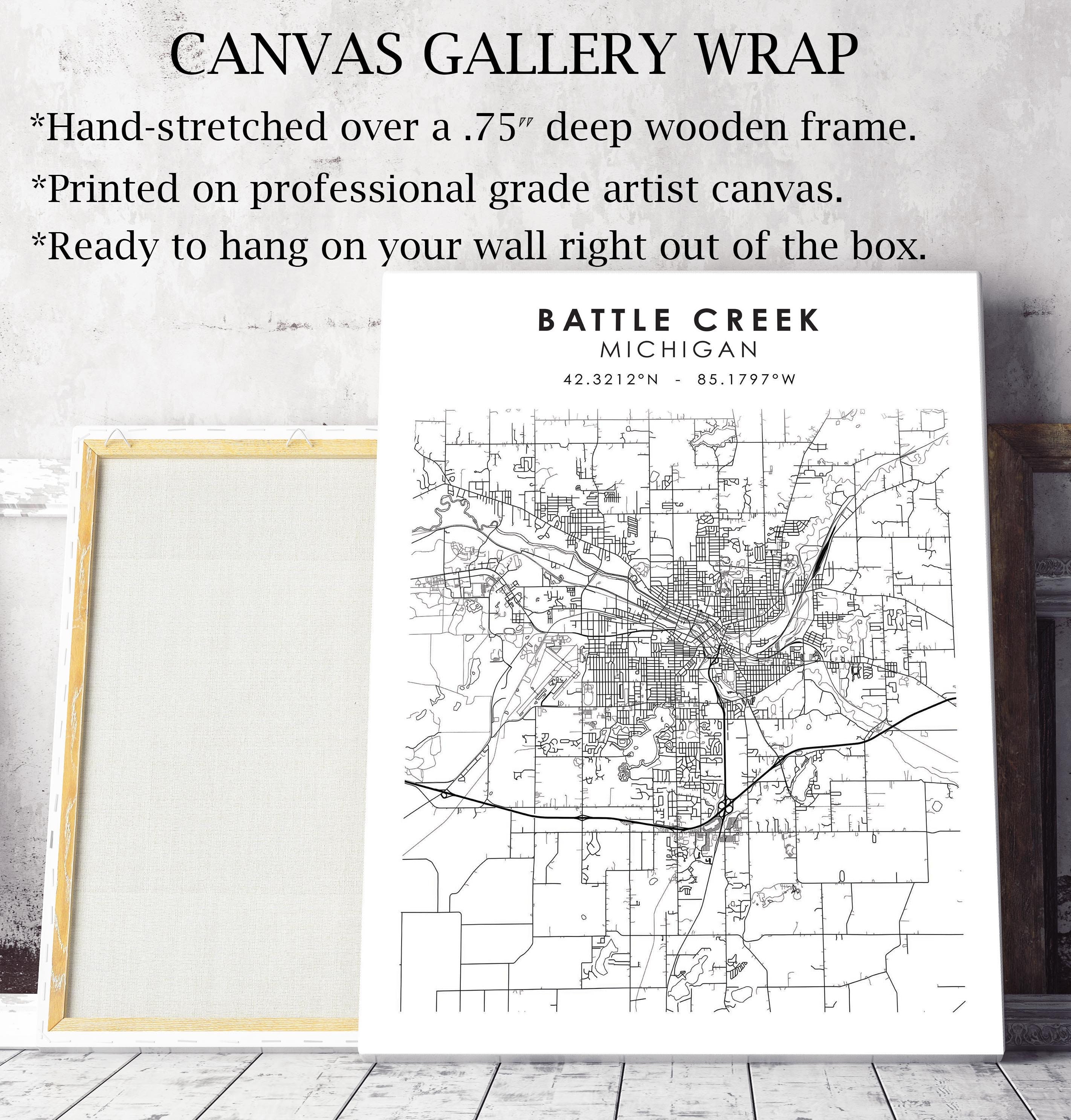 Battle Creek City Map Print Battle Creek Michigan Map Print - Etsy