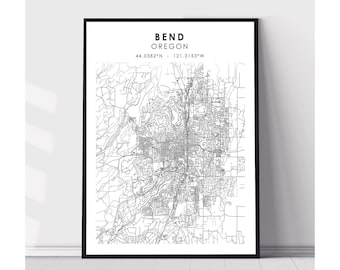 Bend OR Heart Map Print, Oregon Map Art, Bend Oregon Gift, Heart Map ...