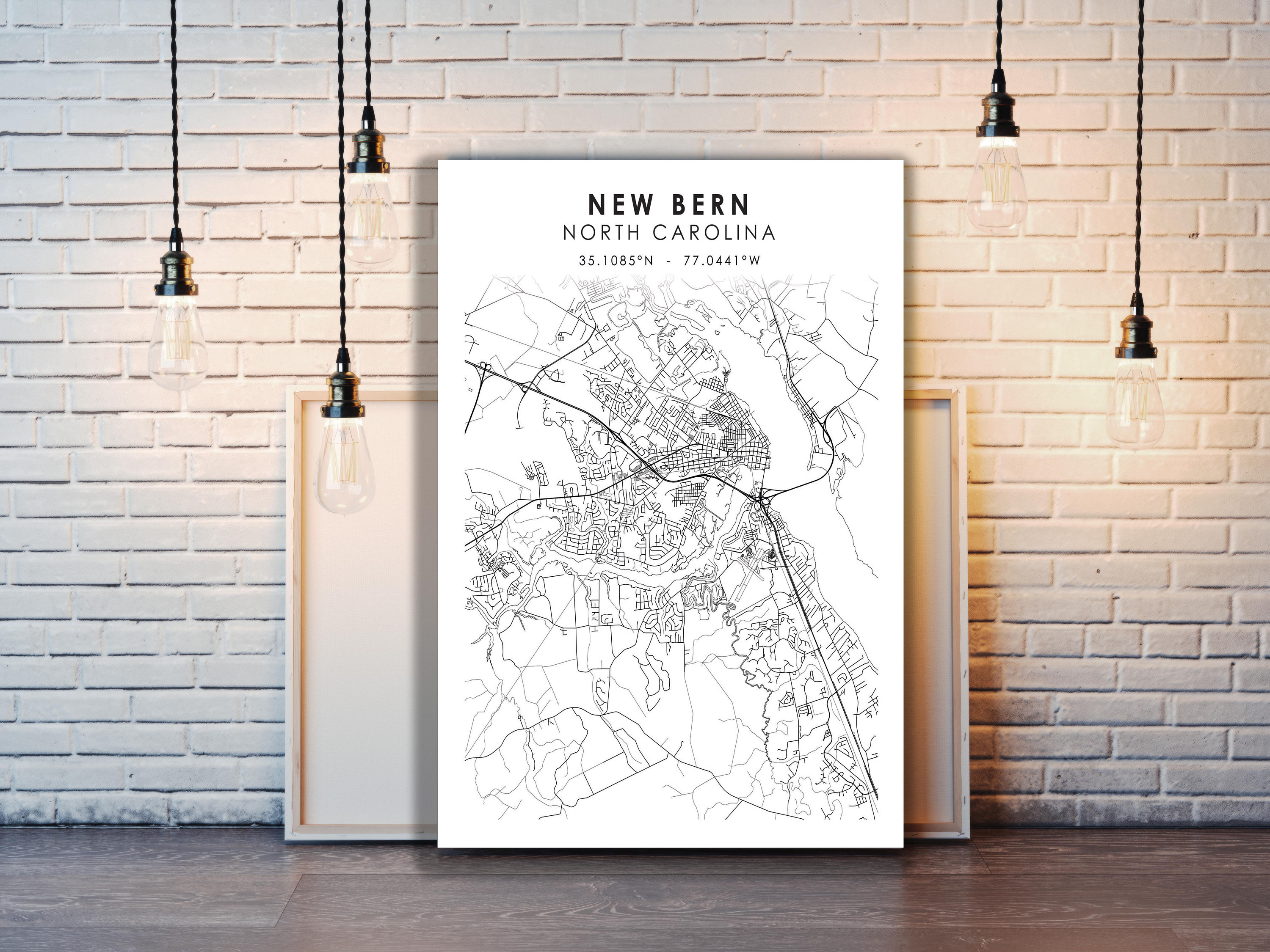 New Bern Map Print New Bern North Carolina Map Print New | Etsy
