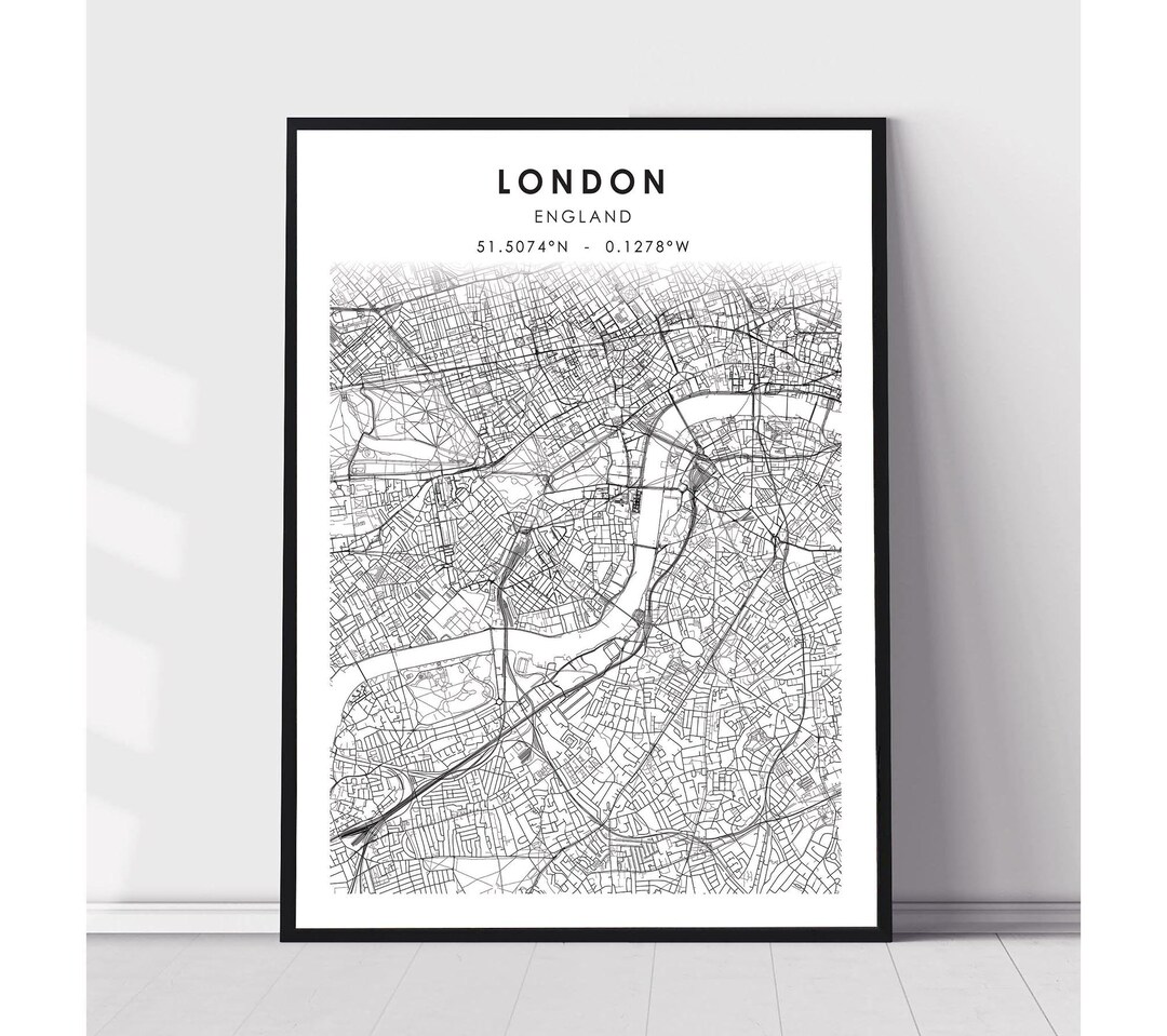 London Map Print | London England Map Print | London England Map Decor ...