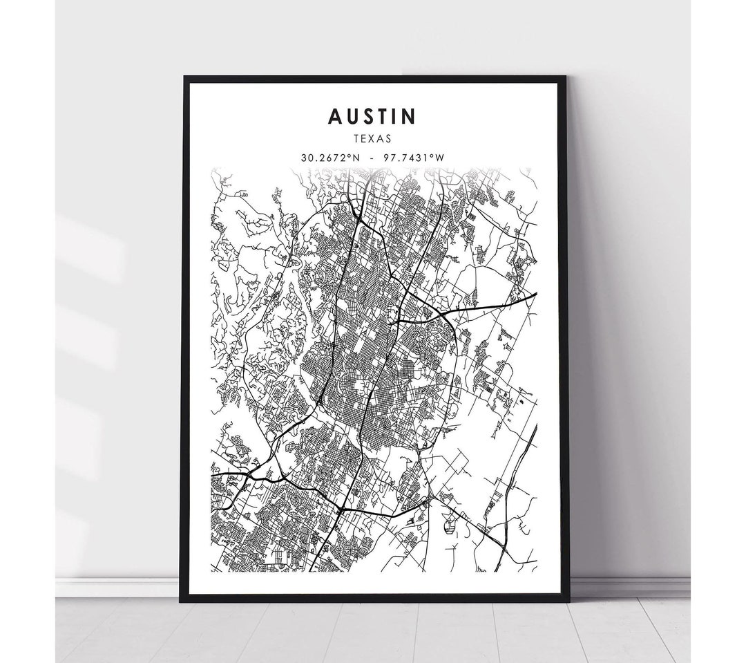 Austin City Map Print | Austin Texas Map Print | Austin Texas Map Decor ...