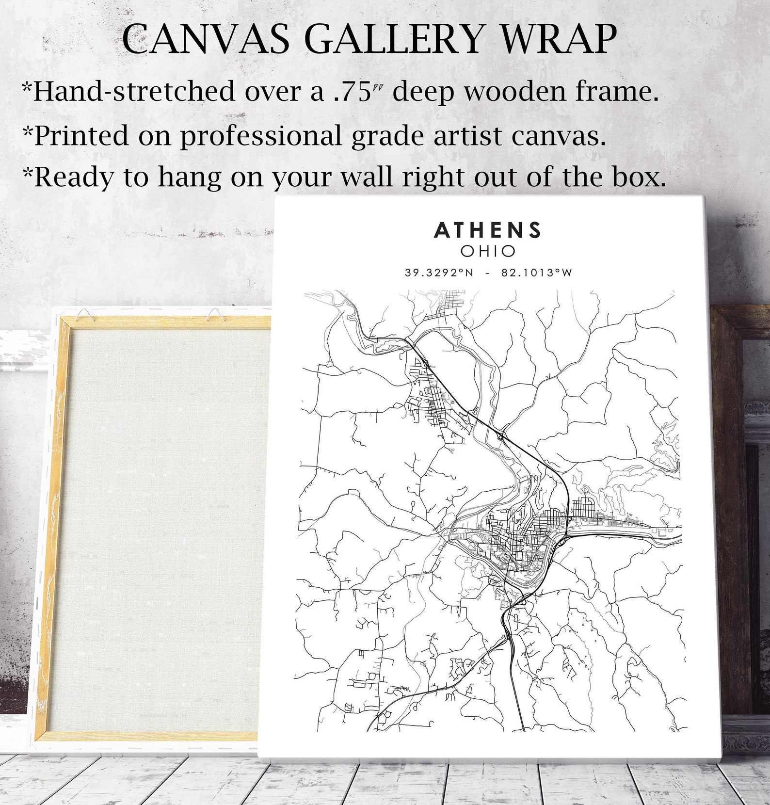 Athens City Map Print Athens Ohio Map Print Athens Ohio | Etsy