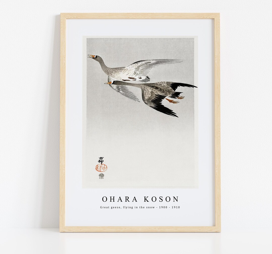 Ohara Koson Print Download Digital File - Great Geese, Flying in the ...