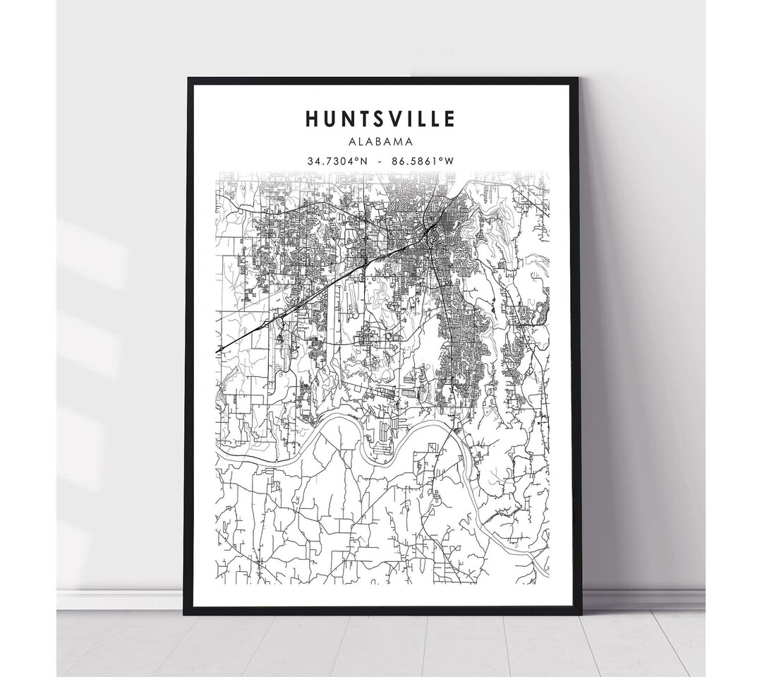 Huntsville Map Print | Huntsville Alabama Map Print | Huntsville ...