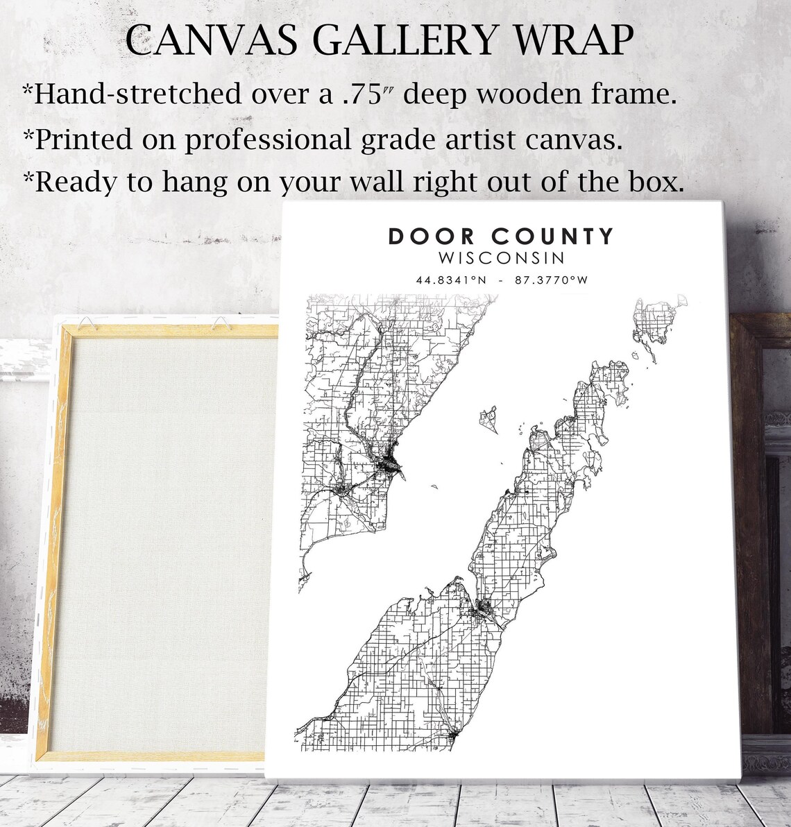 Door County Map Print Door County Wisconsin Map Print Door | Etsy