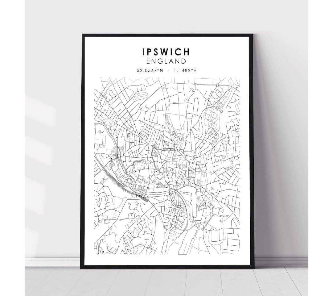 Ipswich Map Print Ipswich England Map Print Ipswich England Map Decor ...