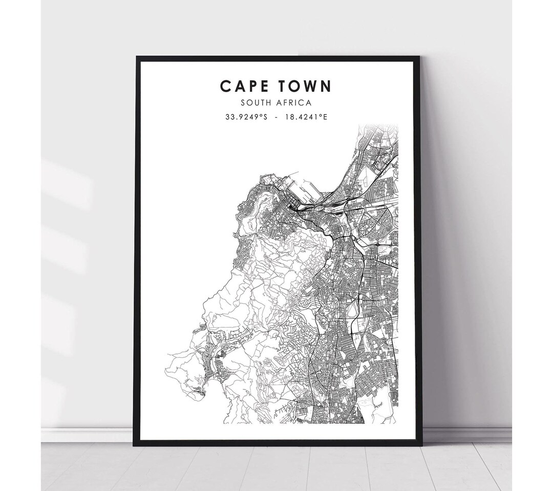 Cape Town Map Print | Cape Town South Africa Map Print | Cape Town ...
