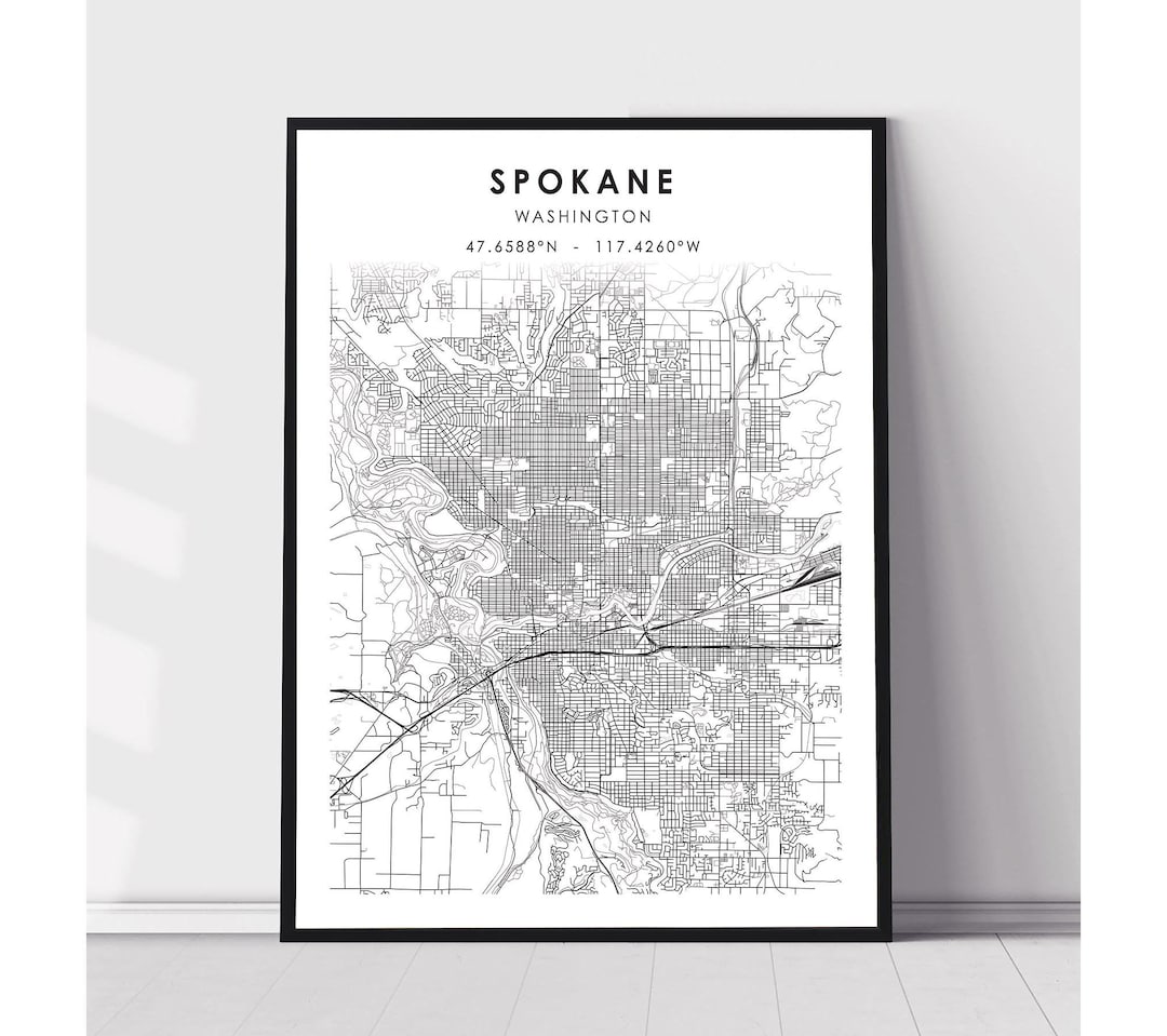 Spokane Map Print | Spokane Washington Map Print | Spokane Washington ...