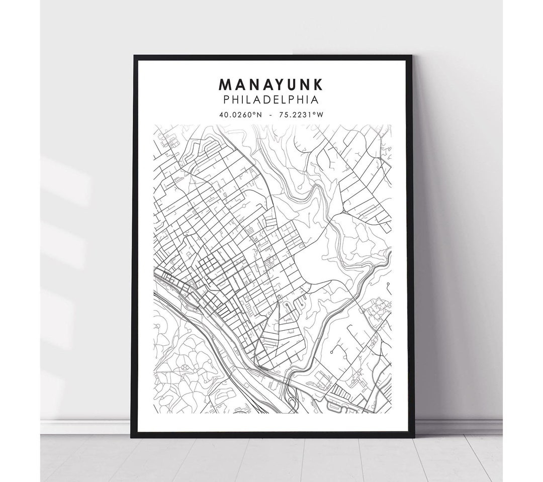 Manayunk City Map Print | Manayunk Philadelphia Map Print | Manayunk ...