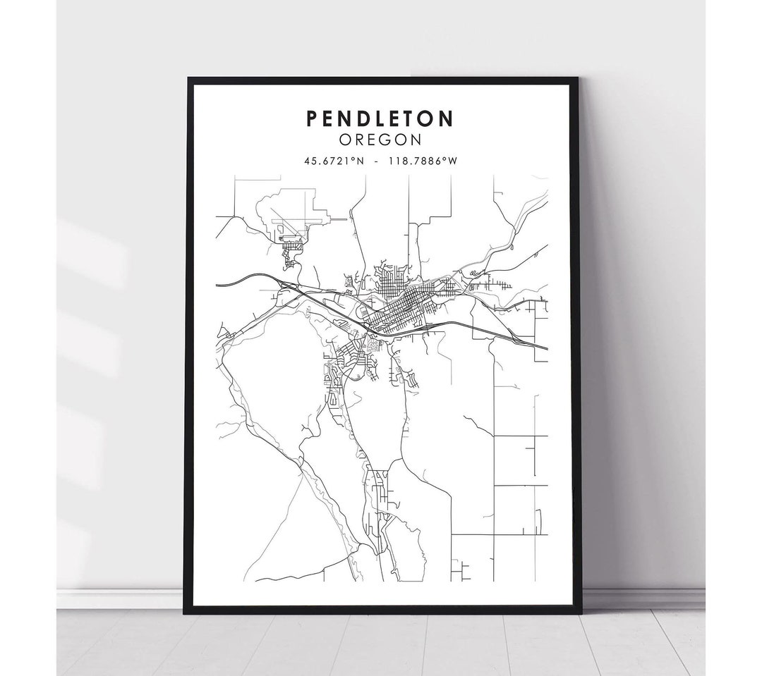 Pendleton Map Print Pendleton Oregon Map Print Pendleton Oregon Map ...