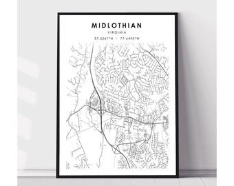 Midlothian Map Print - Etsy