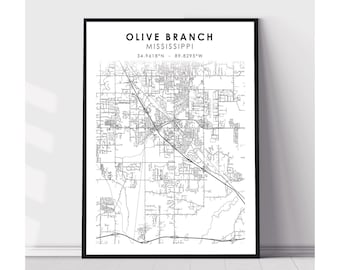 Olive Branch Ms Map - Etsy