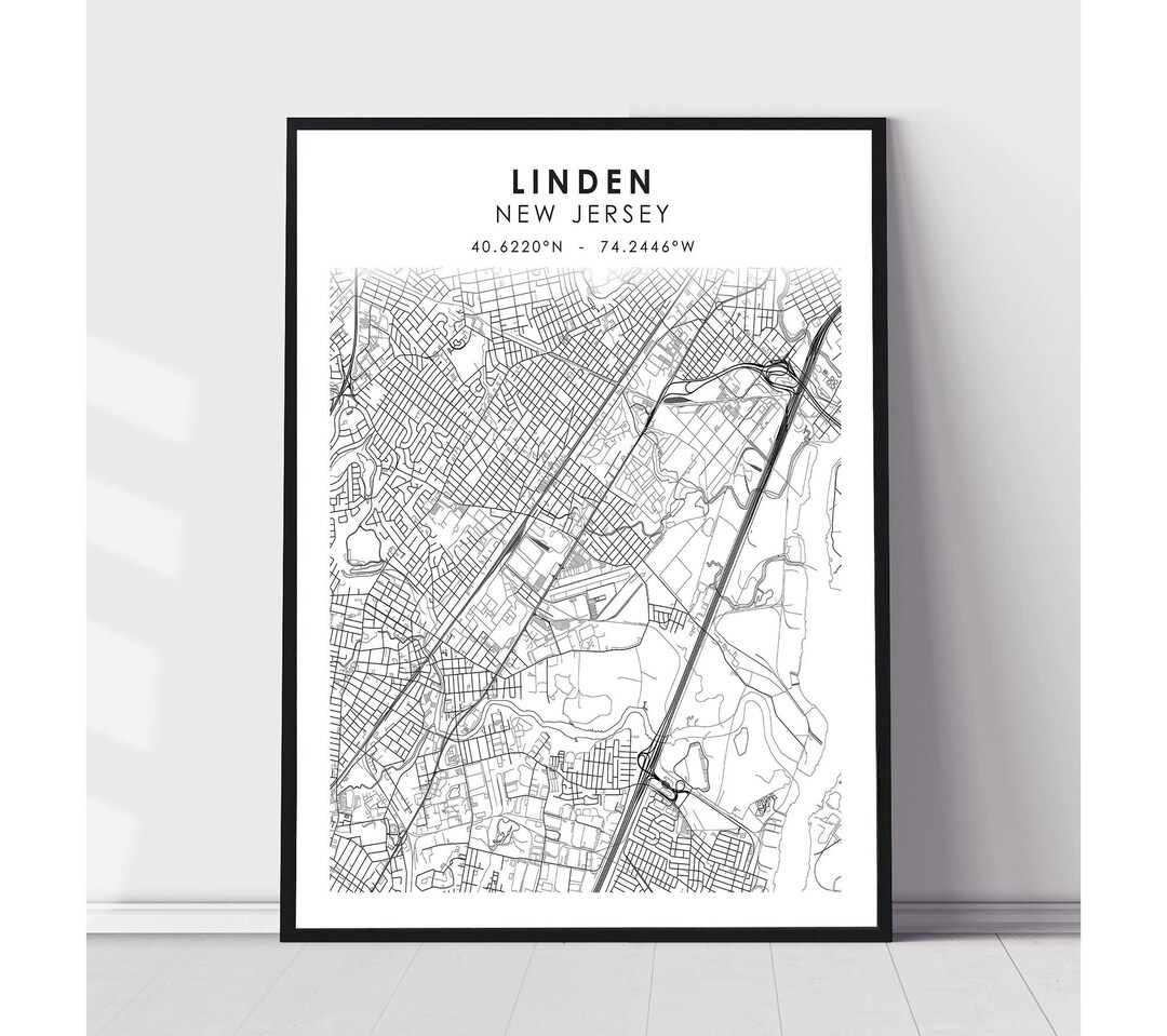 Linden Map Print | Linden New Jersey Map Print | Linden New Jersey Map ...