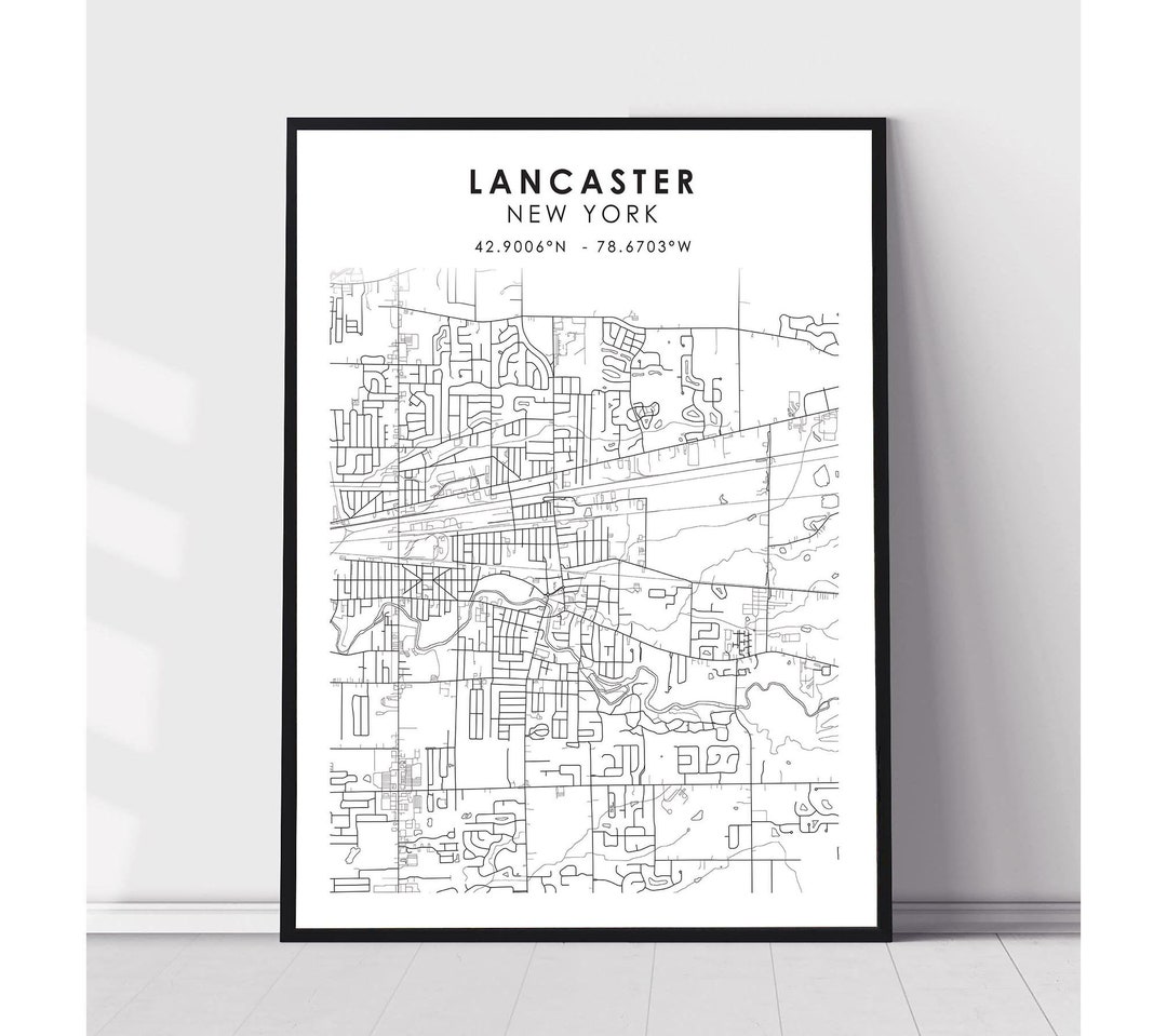 Lancaster Map Print | Lancaster New York Map Print | Lancaster New York ...