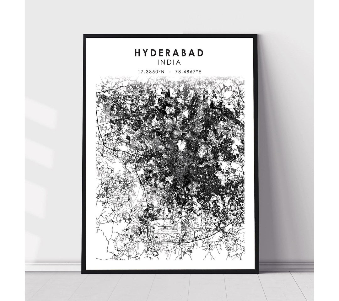 Hyderabad Map Print | Hyderabad India Map Print | Hyderabad India Map ...
