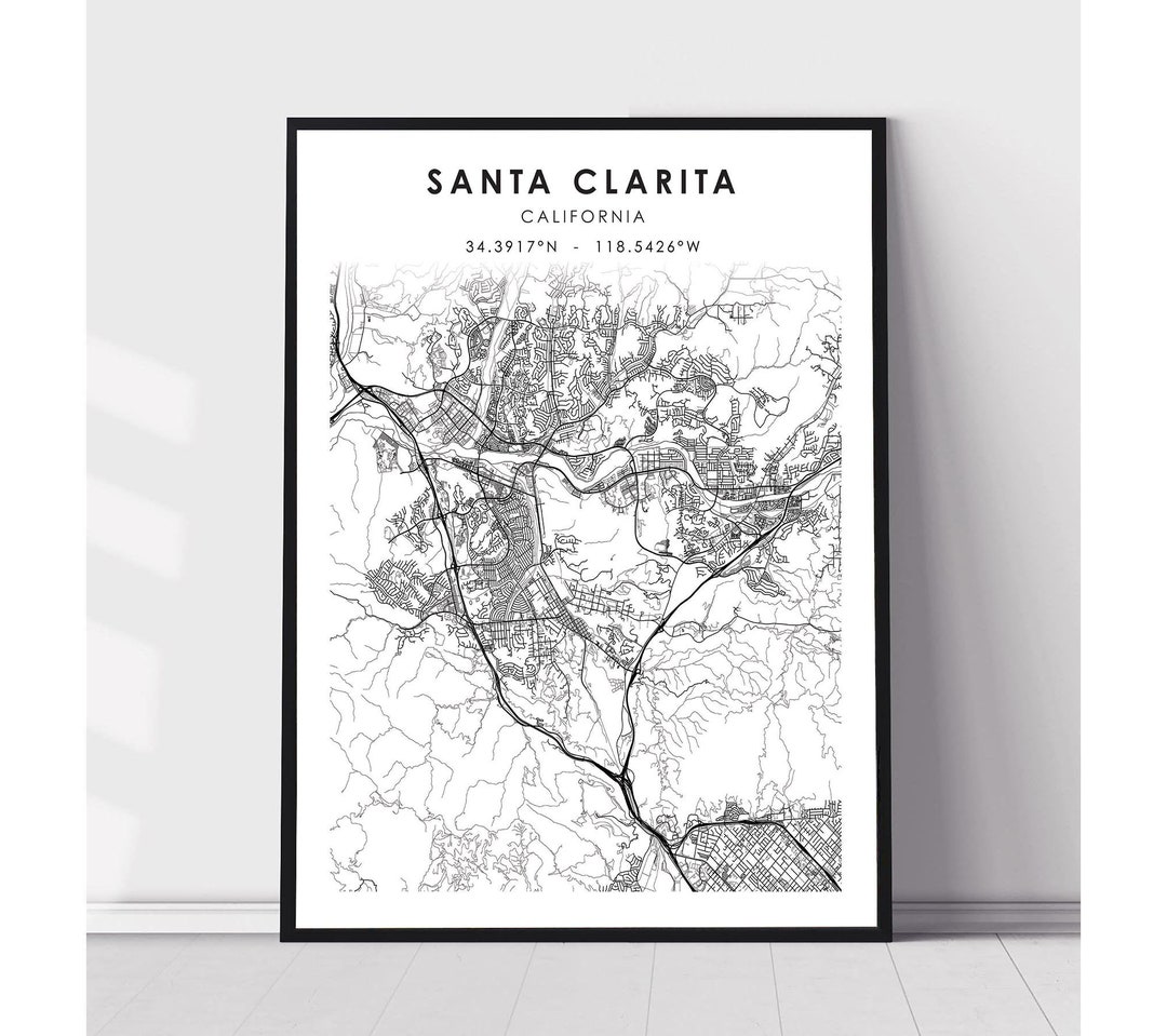 Santa Clarita Map Print | Santa Clarita California Map Print | Santa ...