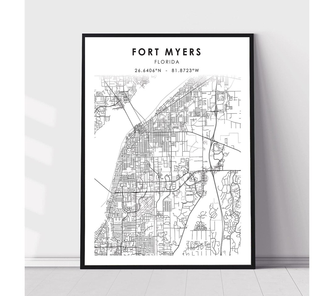 Fort Myers Map Print | Fort Myers Florida Map Print | Fort Myers ...