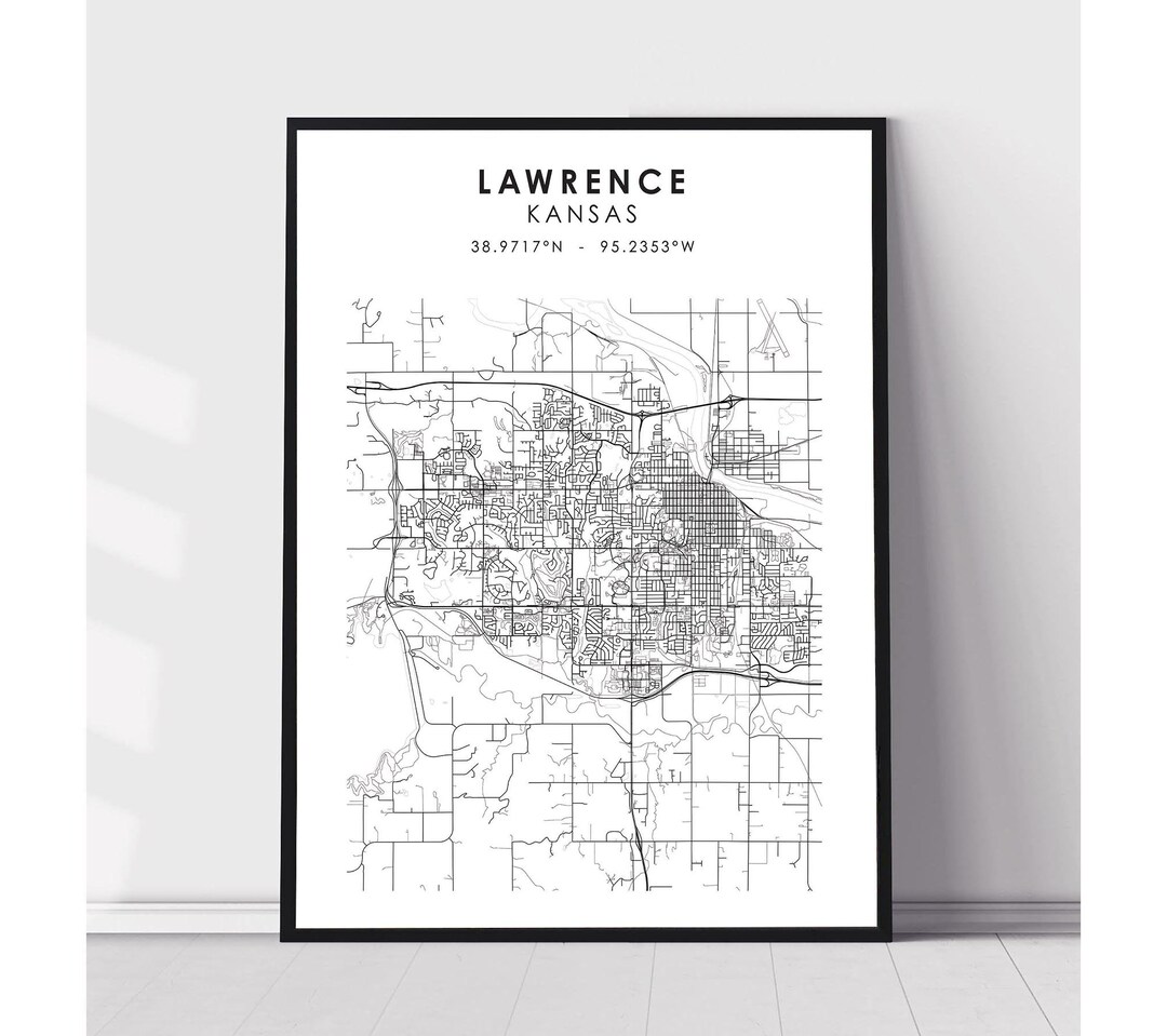 Lawrence Map Print | Lawrence Kansas Map Print | Lawrence Kansas Map ...