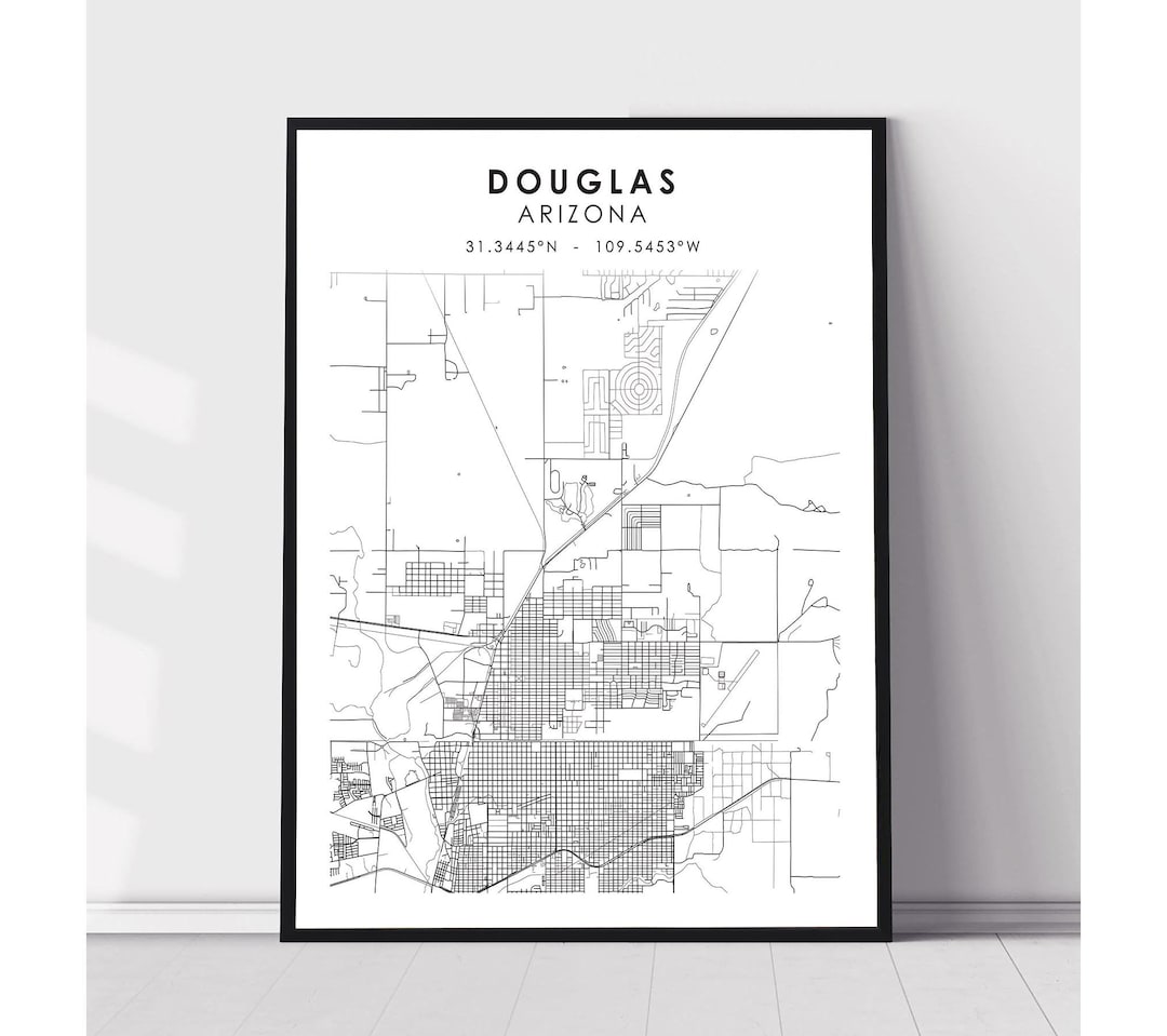 Douglas Map Print | Douglas Arizona Map Print | Douglas Arizona Map ...