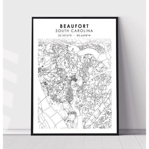 Beaufort City Art Print Map of Beaufort South Carolina - Etsy