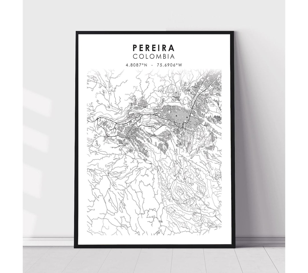 Pereira Map Print Pereira Colombia Map Print Pereira Colombia Map Decor ...