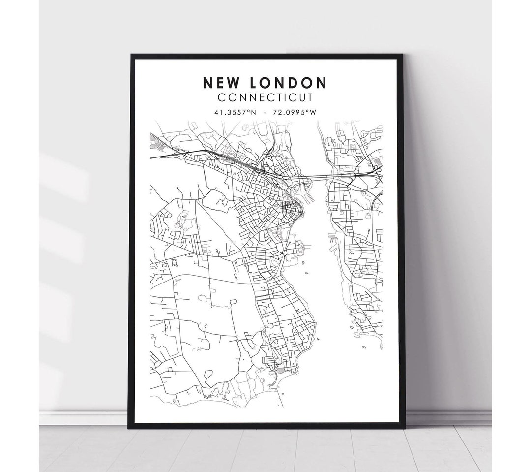 New London Map Print | New London Connecticut Map Print | New London ...