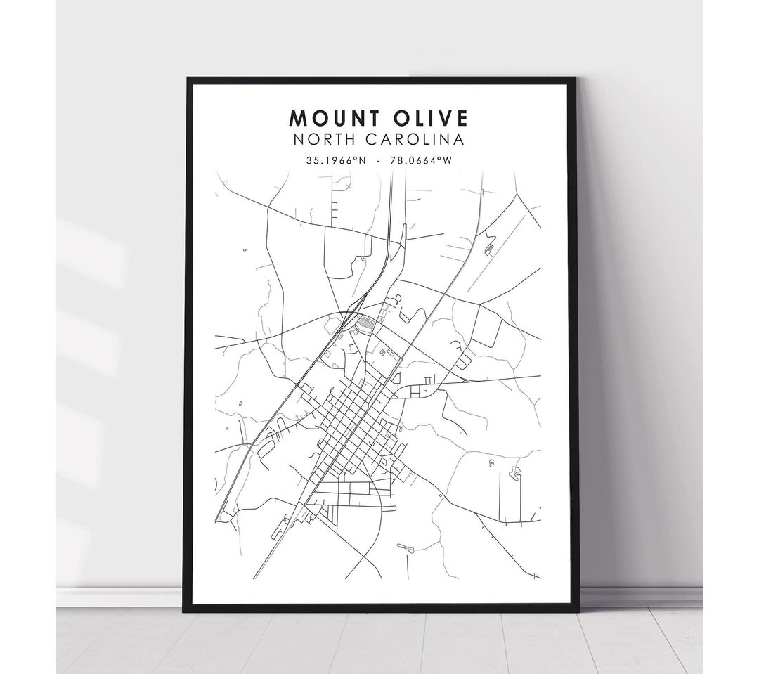 Mount Olive Map Print | Mount Olive North Carolina Map Print | Mount ...
