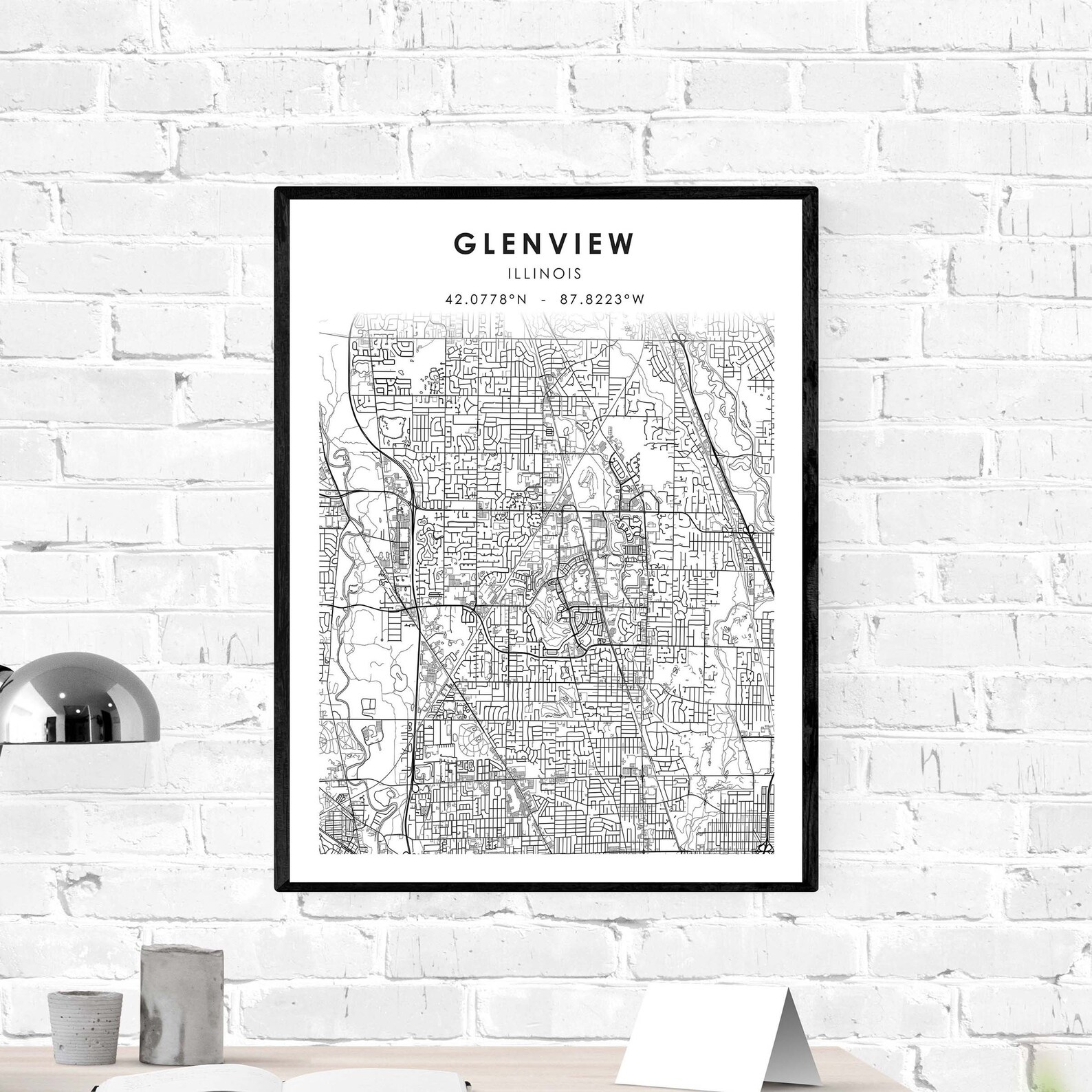 Glenview Map Print Illinois USA Map Art Poster Glenview | Etsy