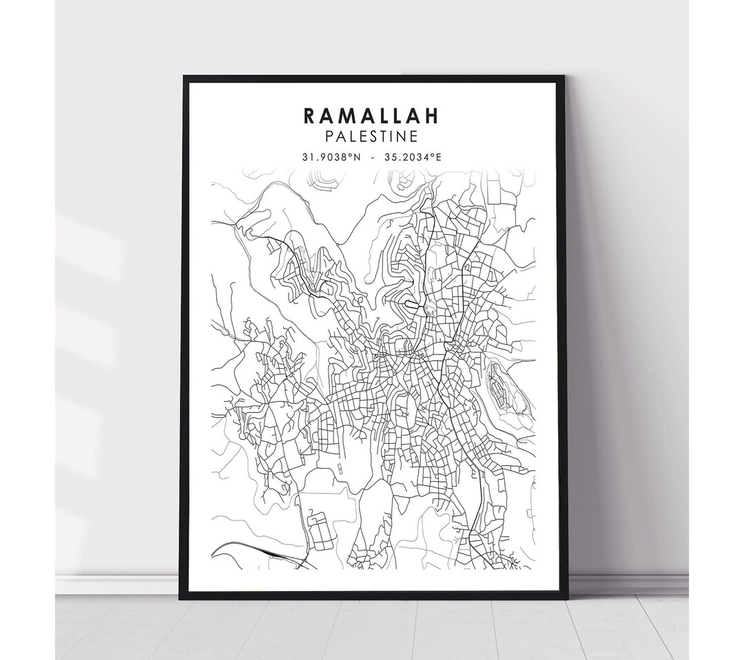 Ramallah Map Print | Ramallah Palestine Map Print | Ramallah Palestine ...