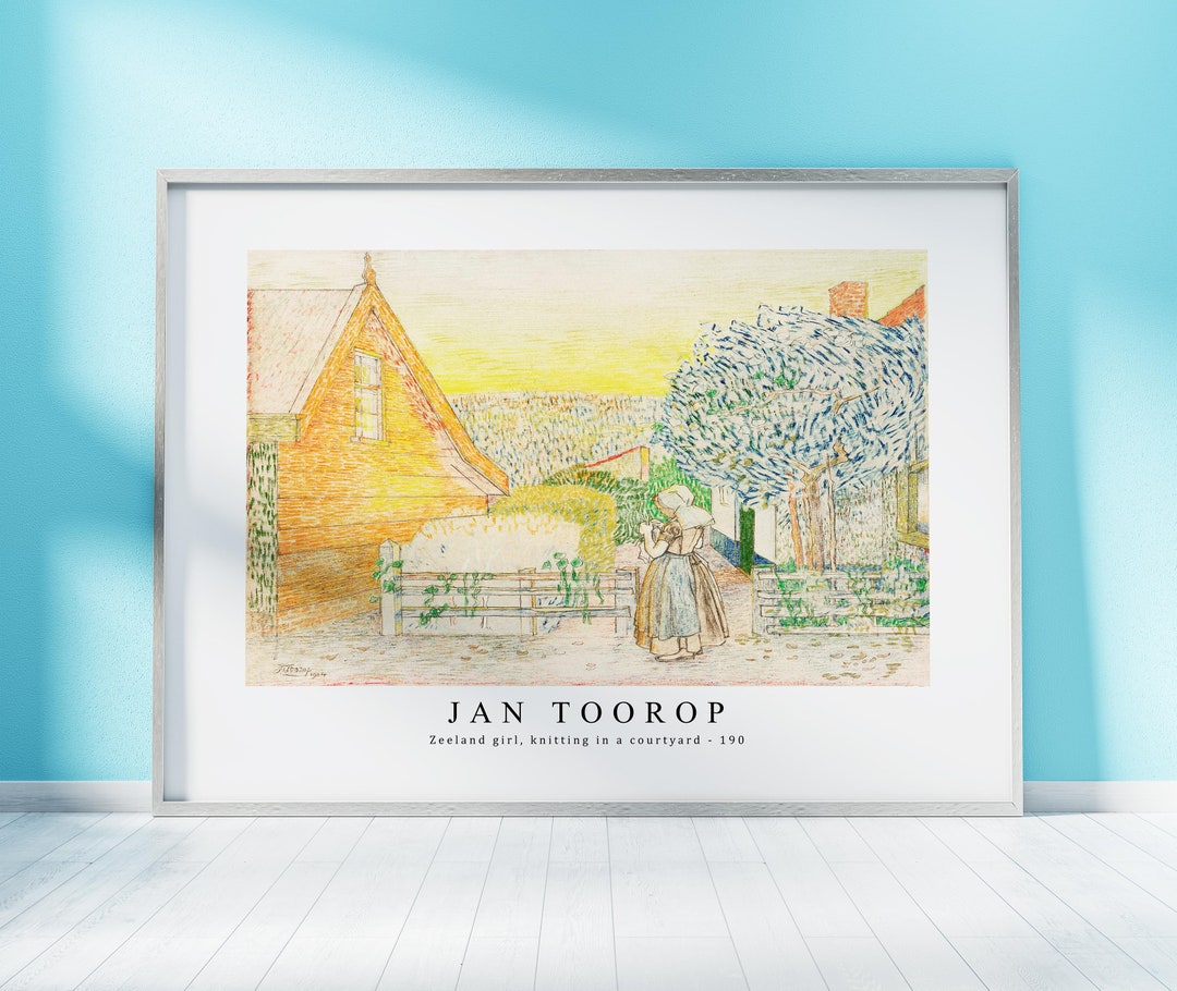 Jan Toorop Print Download Digital File - Zeeland Girl, Knitting in a ...
