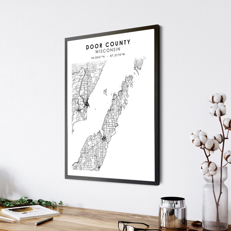 Door County Map Print Door County Wisconsin Map Print Door | Etsy