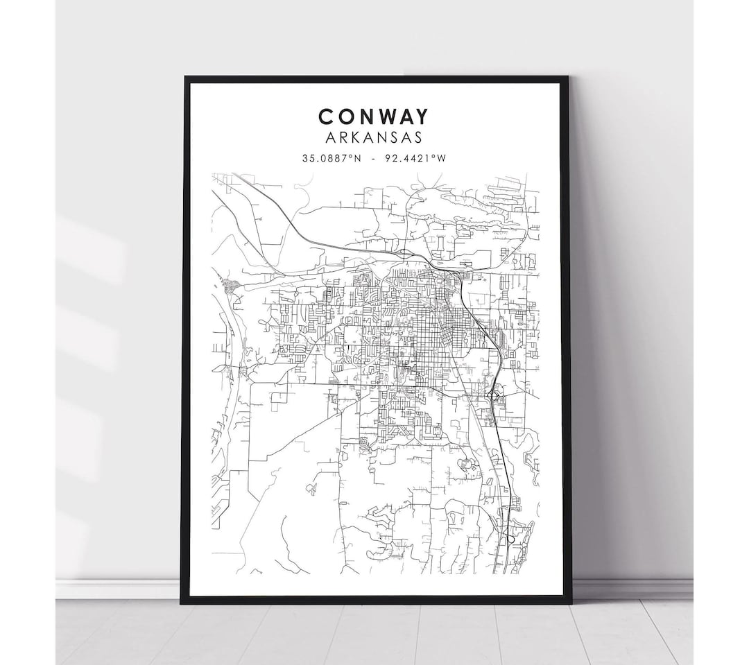 Conway Map Print | Conway Arkansas Map Print | Conway Arkansas Map ...