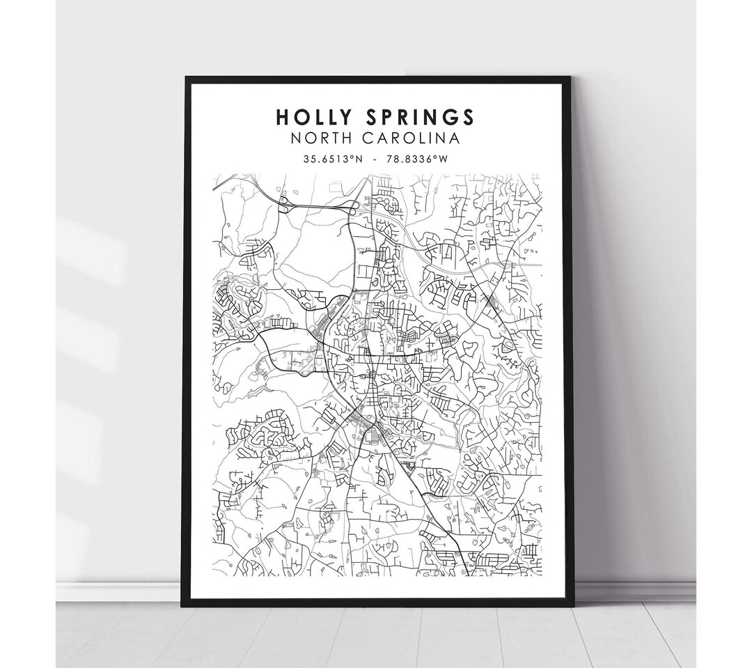 Holly Springs City Map Print | Holly Springs North Carolina Map Print ...