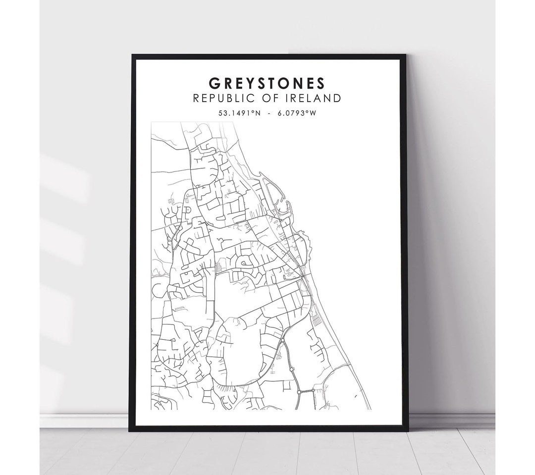 Greystones Map Print | Greystones Republic of Ireland Map Print ...