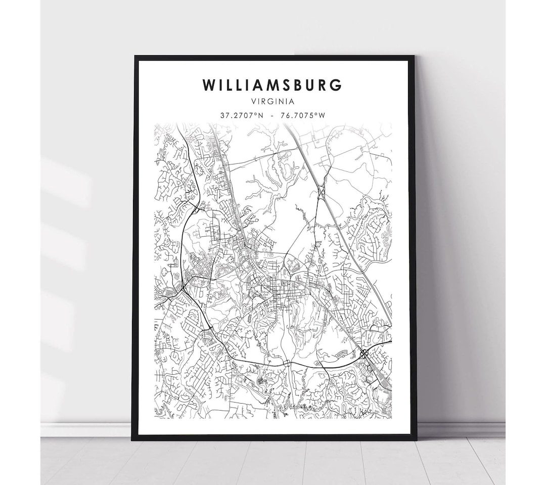 Williamsburg Map Print | Williamsburg Virginia Map Print | Williamsburg ...
