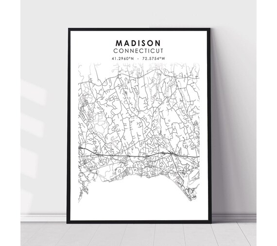 Madison City Map Print Madison Connecticut Map Print - Etsy