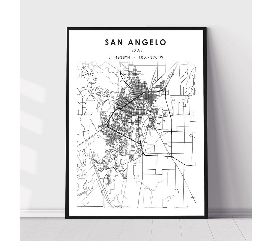 San Angelo Map Print | San Angelo Texas Map Print | San Angelo Texas ...