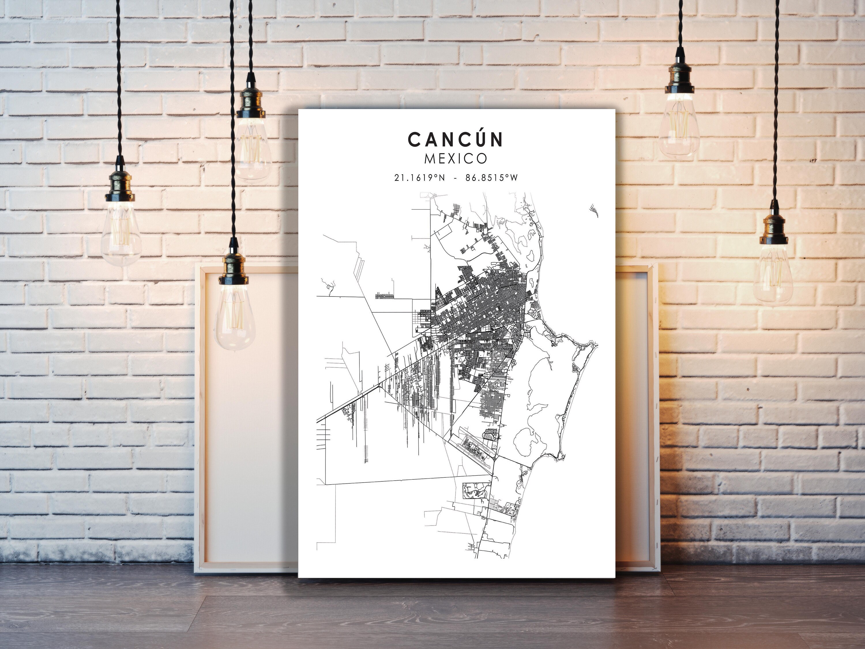 Cancun Map Print | Cancun Mexico Map Print | Cancun Mexico Map Decor ...