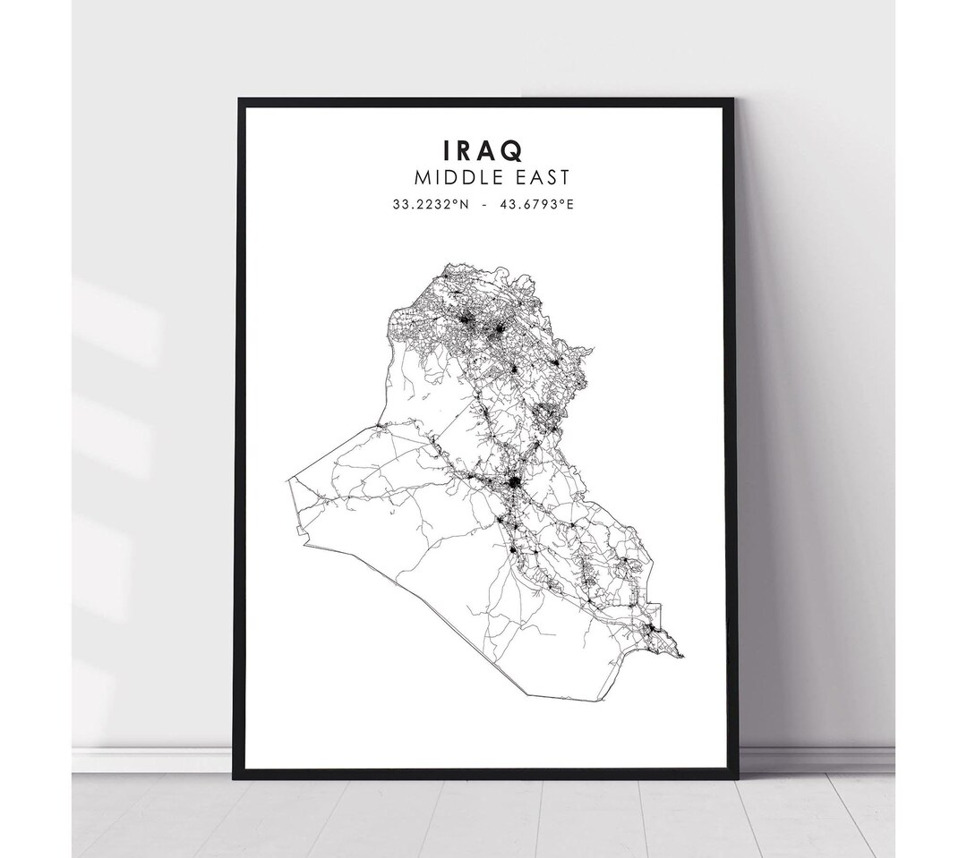 Iraq Map Print | Iraq Map Print | Iraq Map Decor Canvas Print - Etsy