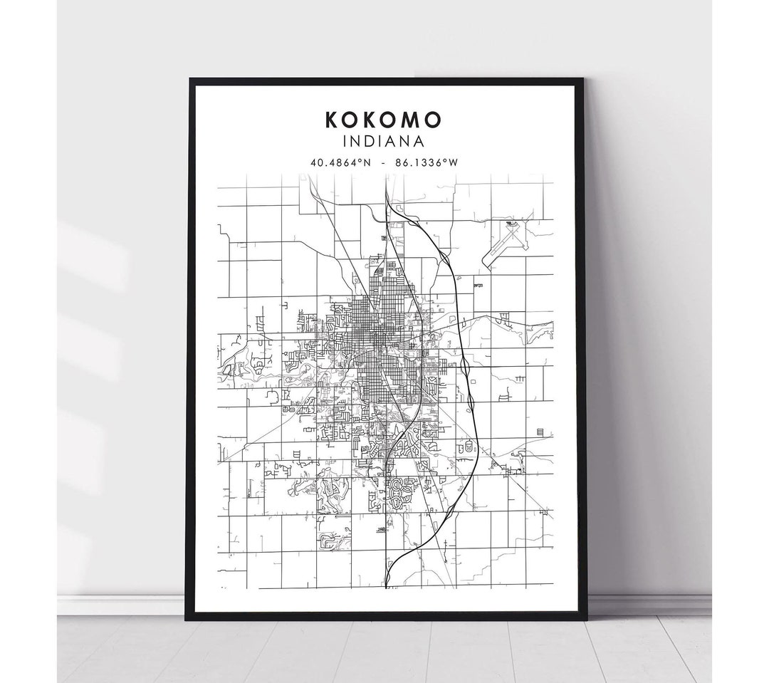 Kokomo Map Print | Kokomo Indiana Map Print | Kokomo Indiana Map Decor ...