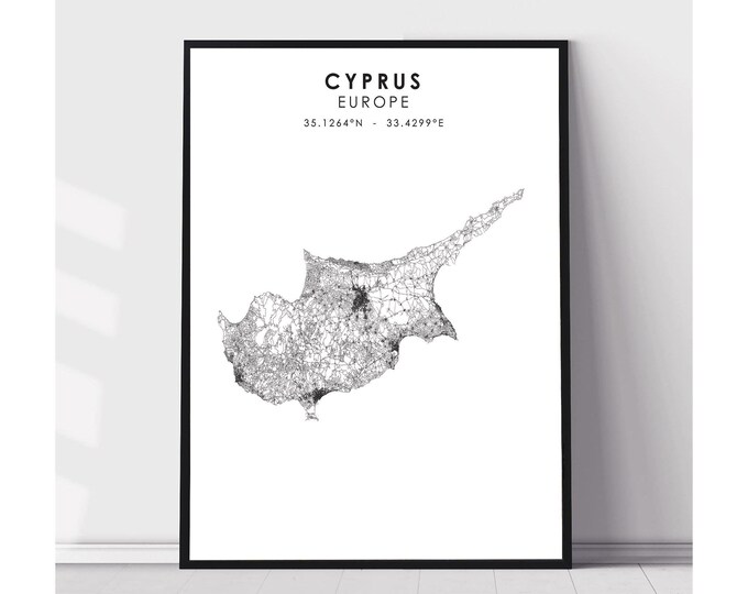Cyprus Map 1901 Old Island of Cyprus Atlas Vintage Reproduction Poster ...