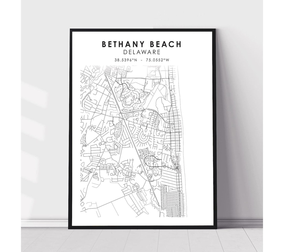 Bethany Beach Map Print | Bethany Beach Delaware Map Print | Bethany ...