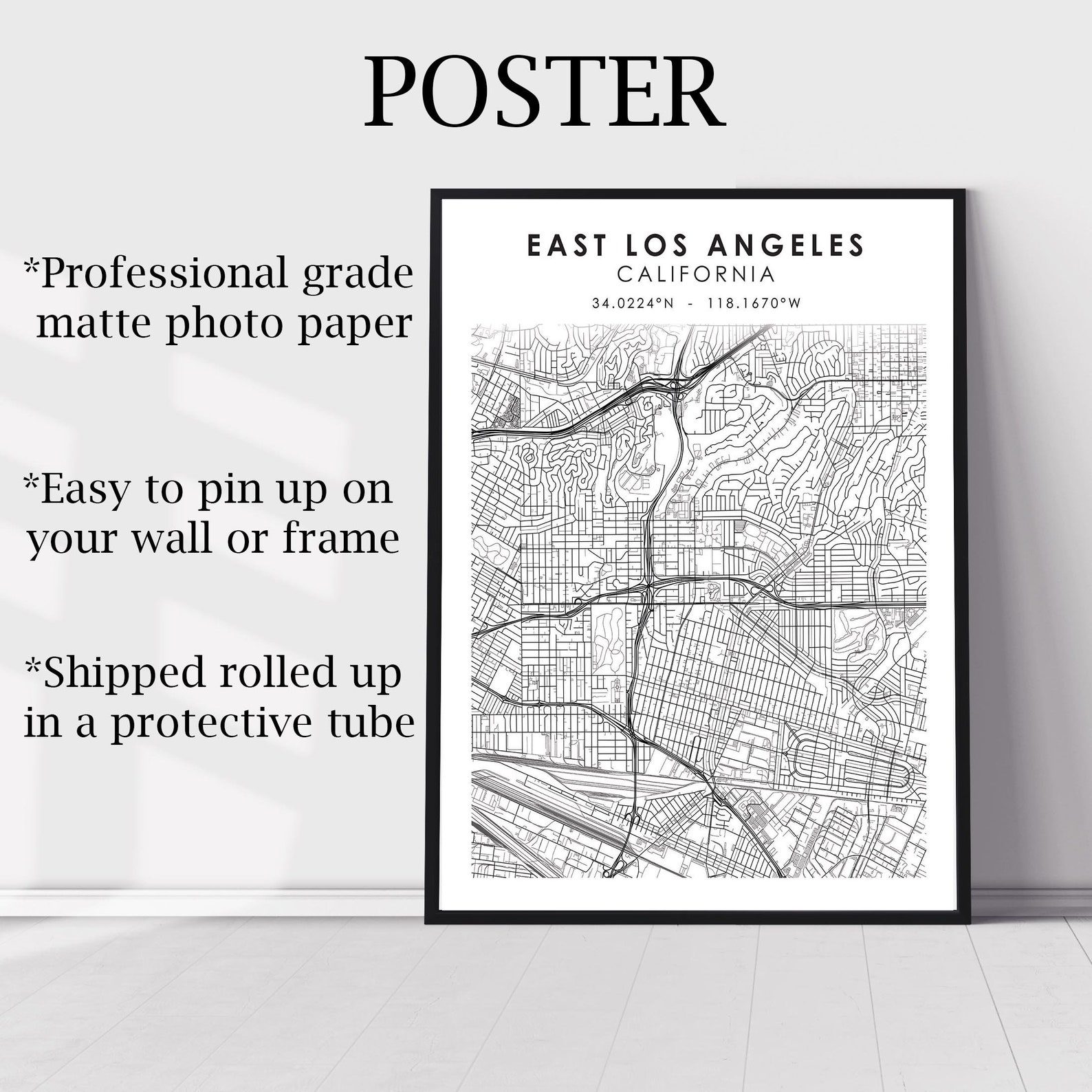 East Los Angeles Map Print East Los Angeles California Map - Etsy
