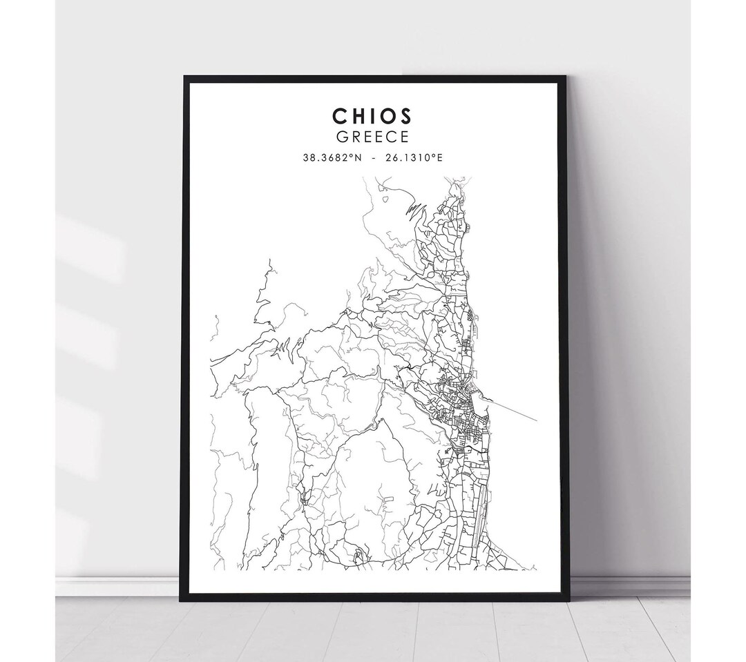 Chios Map Print | Chios Greece Map Print | Chios Greece Map Decor ...