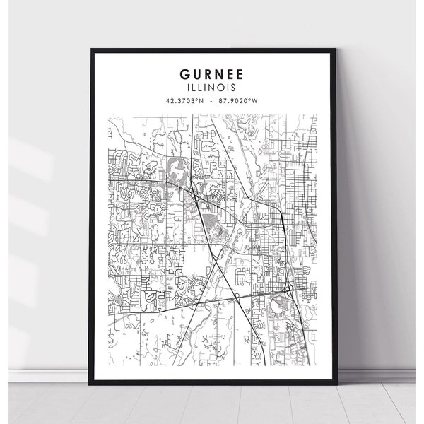 Gurnee Illinois Map - Etsy