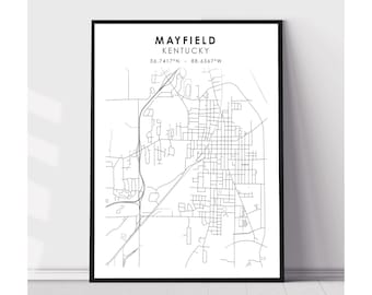 Mayfield Vintage Map Print Mayfield Map Kentucky Map Art Mayfield City ...
